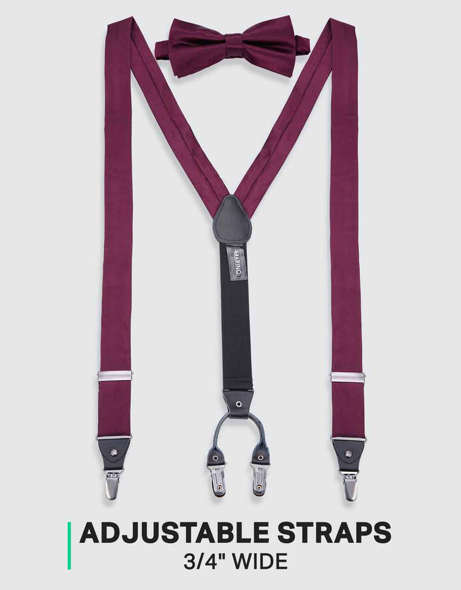 Men's Satin Strap Suspenders Bow Tie– Mio Marino