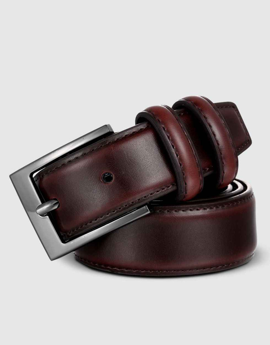 Dual Ring Leather Classic Prong Belt-Mahogany & Burnt Umber– Mio Marino