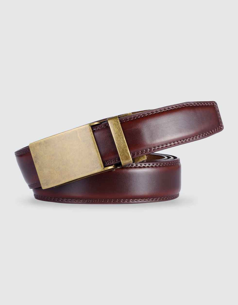 Men's Leather Belts | Aureate Linxx Rachet Belt in Mahogany | Shop Now ...