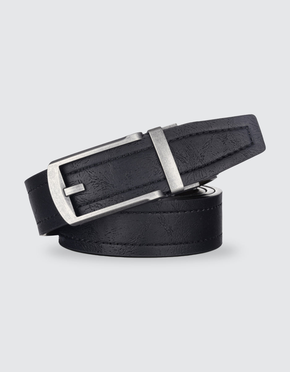 Cracked Metal Rachet Leather Belt-Deep Charcoal– Mio Marino