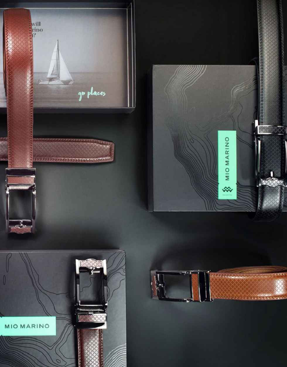 Interknit Linxx Men's Rachet Belt With Open Linxx Leather Buckle-Deep ...