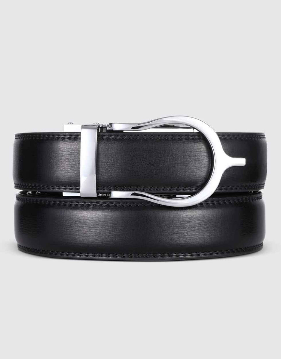 Pointed Buckle Leather Linxx Rachet Belt-Deep Charcoal– Mio Marino