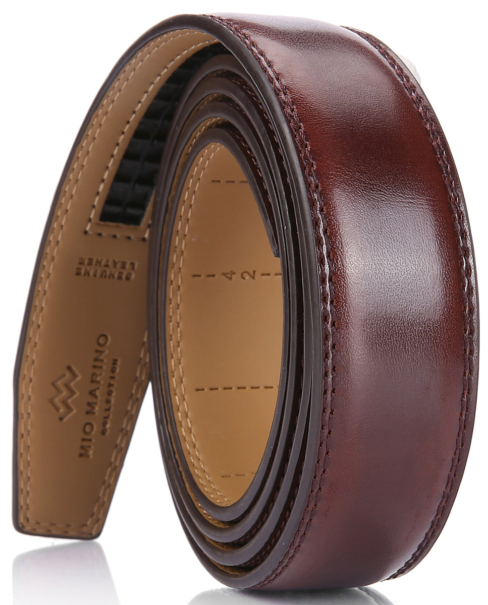 Leather Ratchet Belt Strap Replacement - Mahogany/Black– Mio Marino